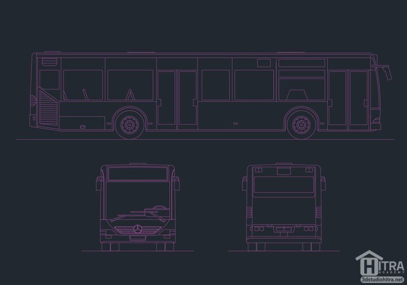 نقشه اتوکد اتوبوس - دانلود رایگان اتوبوس در اتوکد dwg - آکادمی هیترا